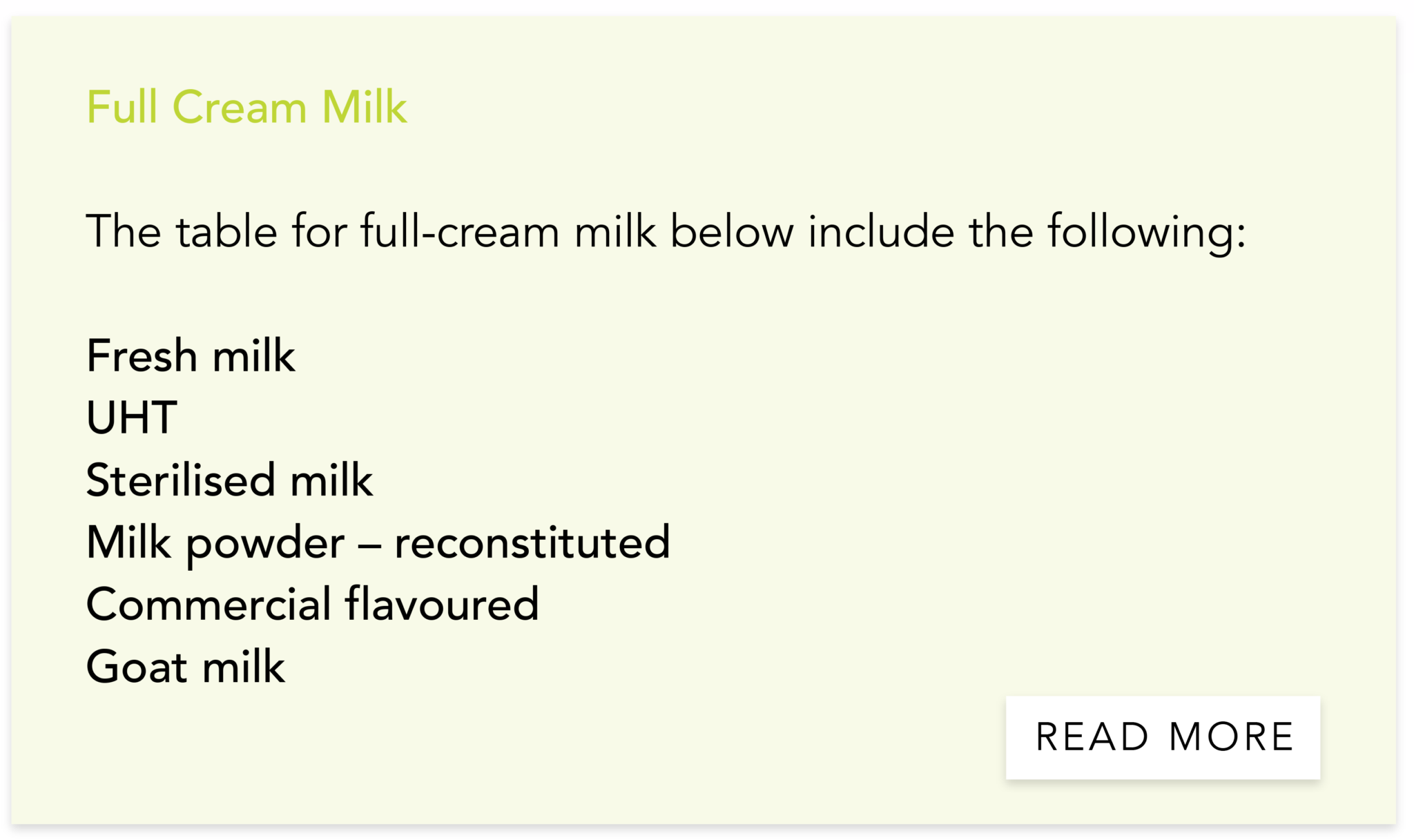 Dairy | Dairy composition tables | Rediscover Dairy